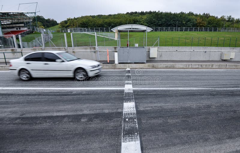 View from the Pole Position in a Racetrack. Stock Image - Image of ...