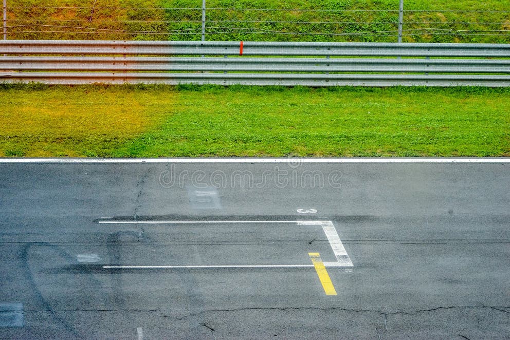 View from the Pole Position in a Racetrack. Stock Photo - Image of ...