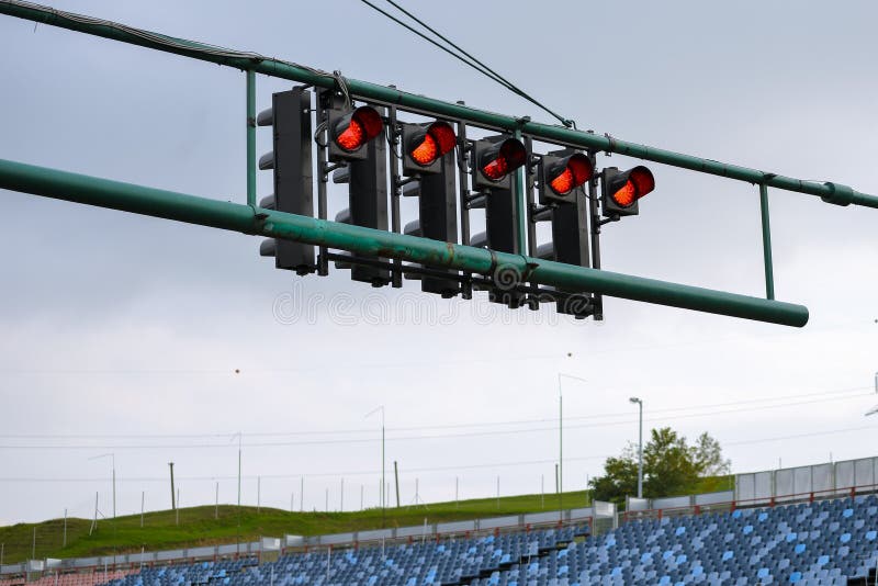 View from the Pole Position in a Racetrack. Stock Image - Image of ...