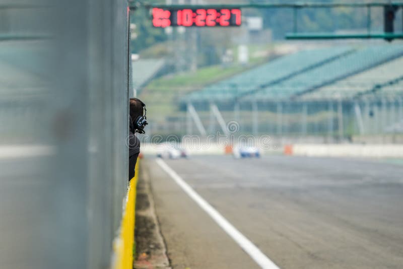View from the Pole Position in a Racetrack. Stock Photo - Image of ...