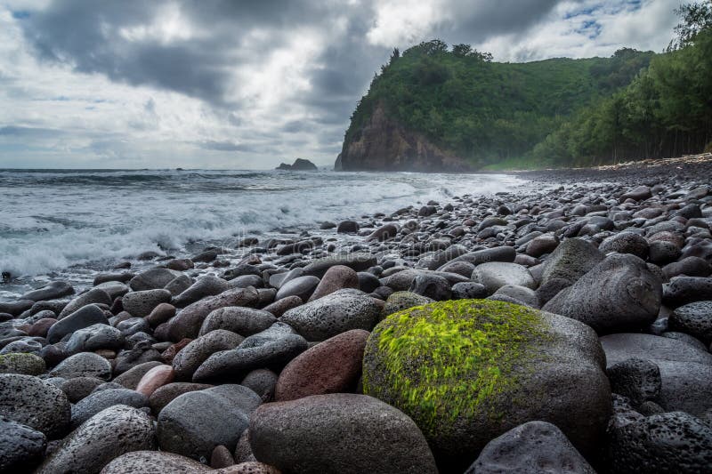 Pololu Valley Beach on the Big Island Oh Hawaii Stock Image - Image of ...