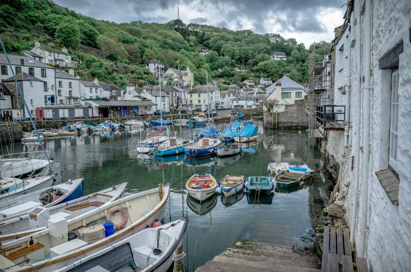 View of Polperro from Rocks at Entrance To Cornwall Fishing Village ...
