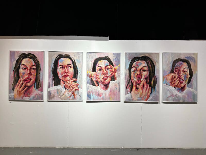 View of Polyptych Artwork of Female Expressions on Display at the ...