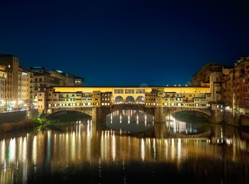 View of Ponte Vecchio at Night Stock Photo - Image of scene, european ...