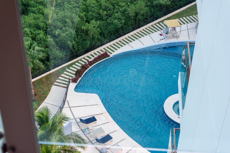 View of the Pool from the Window of the Upper Floor of a High-rise ...