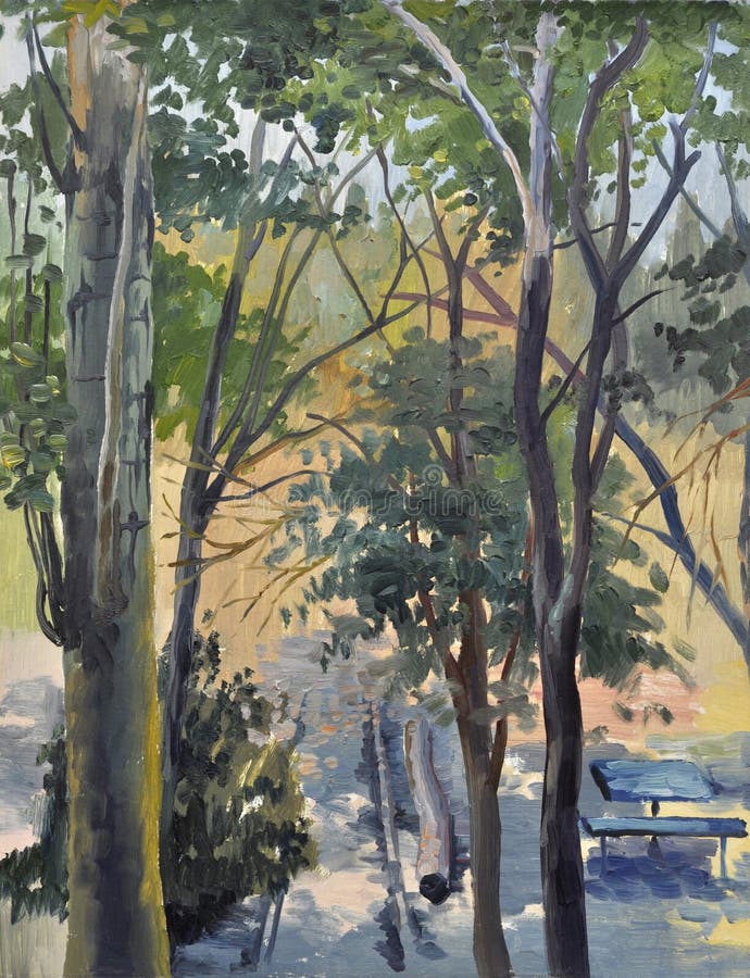 View with a poplar tree stock illustration. Illustration of landscape ...