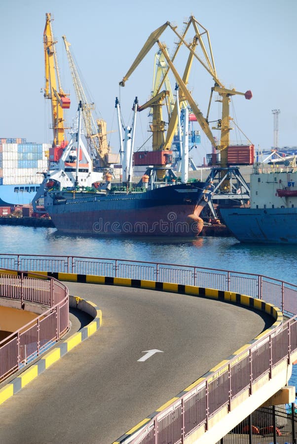 View on Port with Cargo Loading Stock Photo - Image of carrier ...