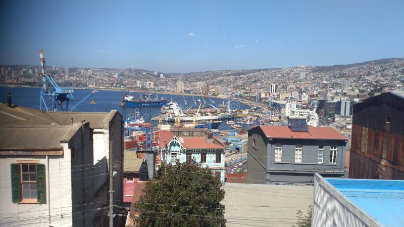 View of the Port of Chile editorial stock photo. Image of skyscraper ...