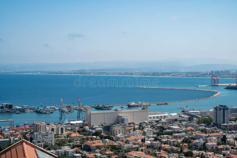 View of the Port of the City of Haifa from the Side of the Sculpture ...
