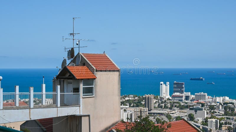 View of the Port of the City of Haifa from the Side of the Sculpture ...