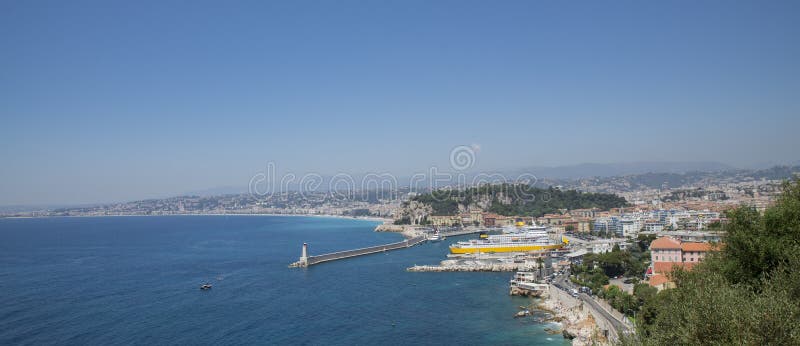 View of the Port and the Coast of Nice Stock Photo - Image of beach ...