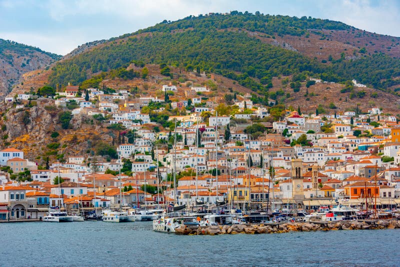 View of Port of Hydra in Greece Stock Photo - Image of promenade, relax ...