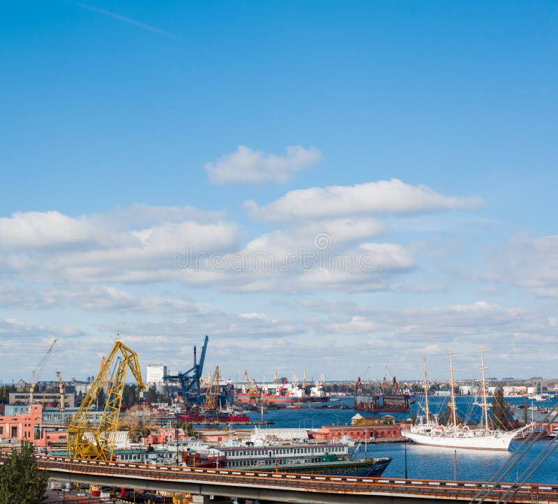 View on the Port with Loading Cargo Ship Editorial Image - Image of ...
