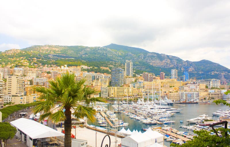 View of the Port and Residential Area of the Principality of Monaco ...
