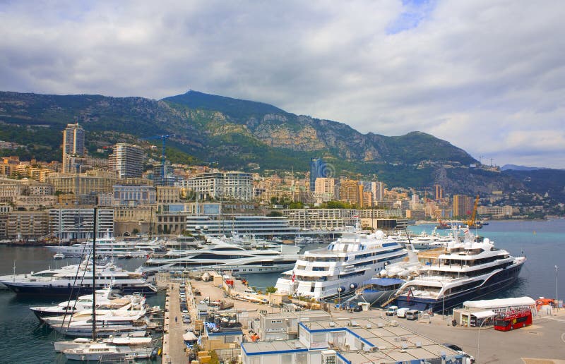 View of the Port and Residential Area of the Principality of Monaco ...