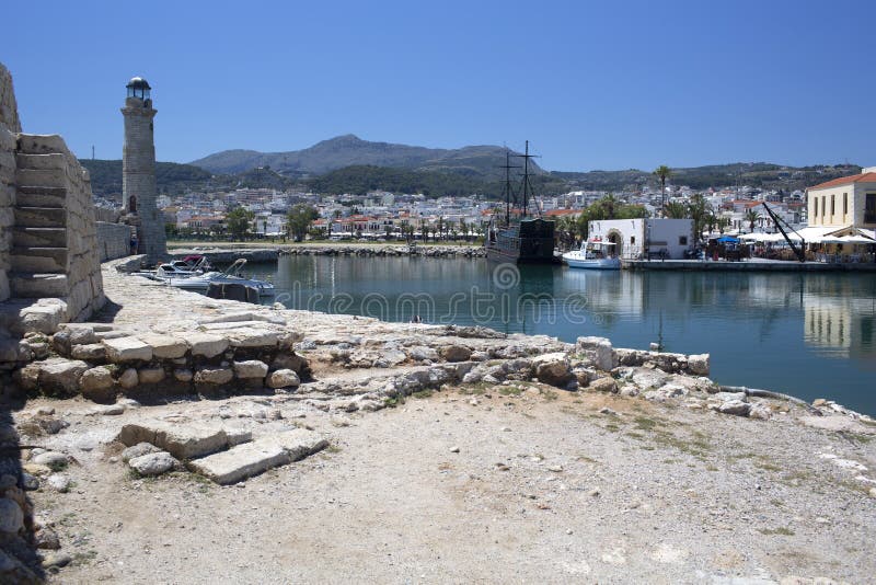 View of the Port of Rethymnon, Crete Stock Photo - Image of ships ...