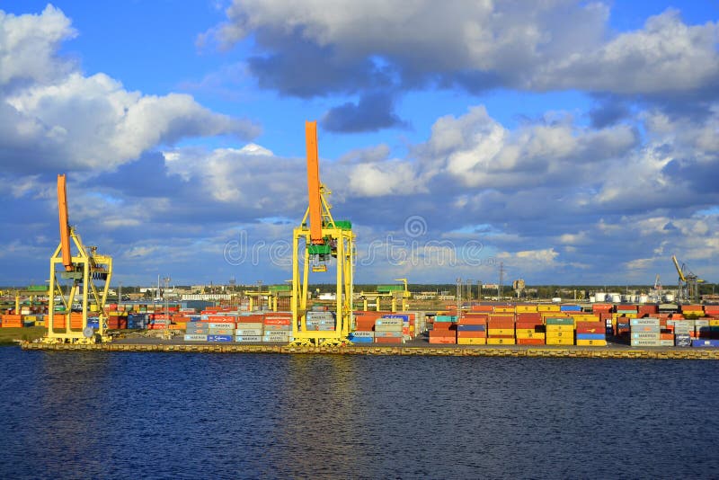 View on the Port Taps in the River Port of Daugava, in Riga - September ...
