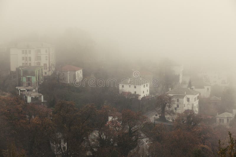 View of Portaria village stock image. Image of mountain - 36920969