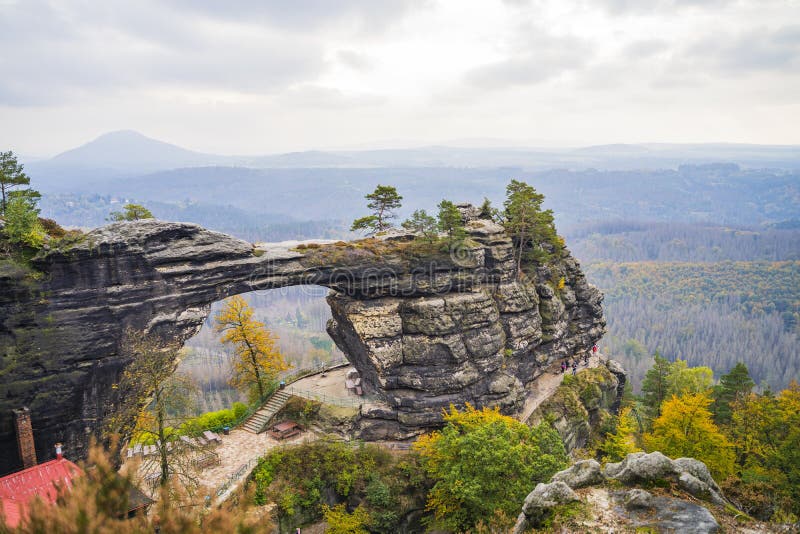 View of Pravcicka Brana - the Biggest Natural Gate in Europe Stock ...