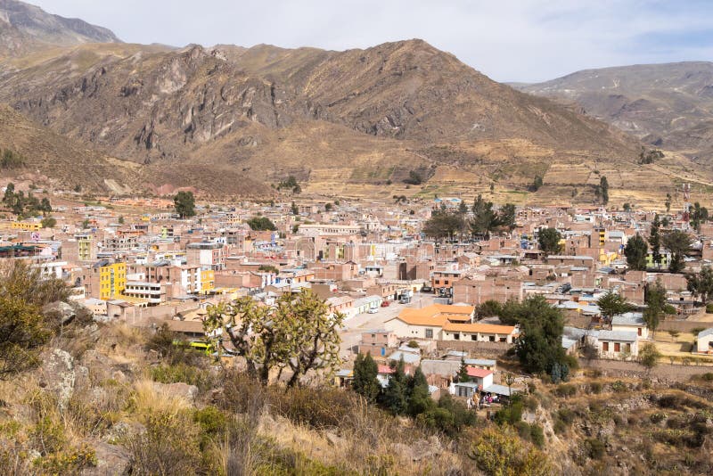 View of Pre-Inca Ruins and Chivay , in Peru Stock Image - Image of ...