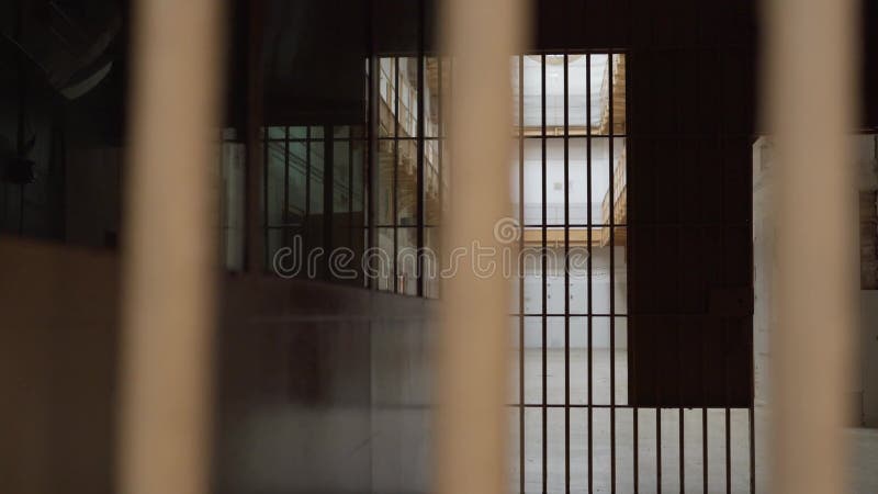 View of the Prison Corridor through the Bars. Stock Video - Video of ...