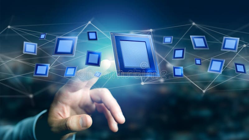 Processor Chip and Network Connection - 3d Render Stock Photo - Image ...
