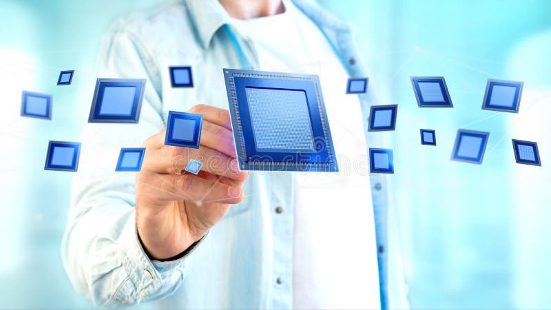 Processor Chip and Network Connection - 3d Render Stock Image - Image ...