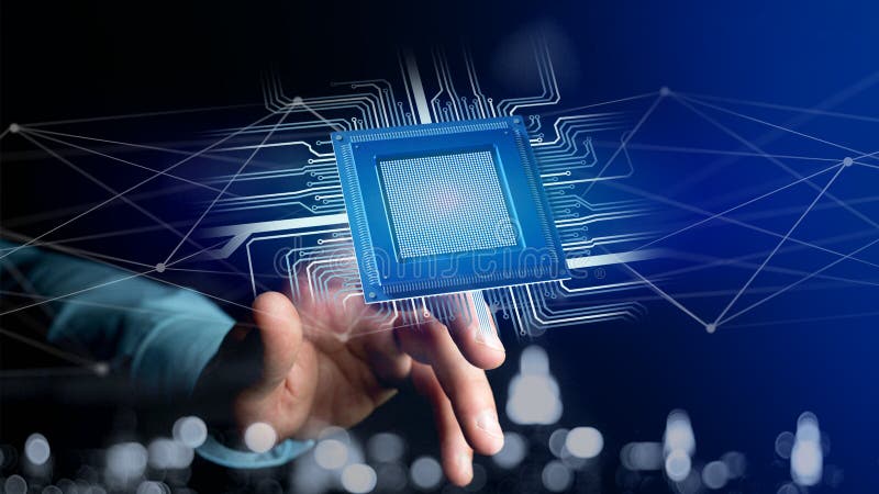Processor Chip and Network Connection - 3d Render Stock Photo - Image ...