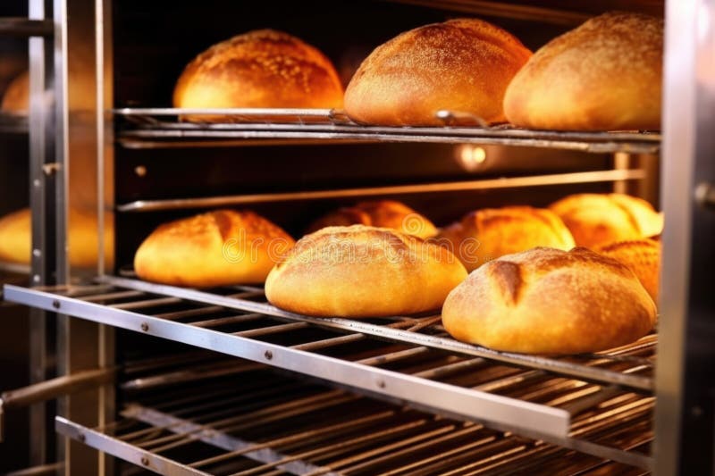 View of a Professional Baking Oven with Bread Inside Stock Photo ...