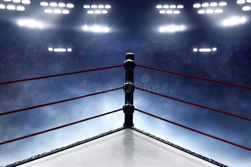 Professional Boxing Ring on Smoke Backgrounds Stock Photo - Image of ...