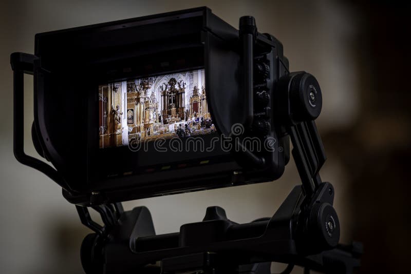 View through a Professional Filming Camera Viewfinder Editorial ...