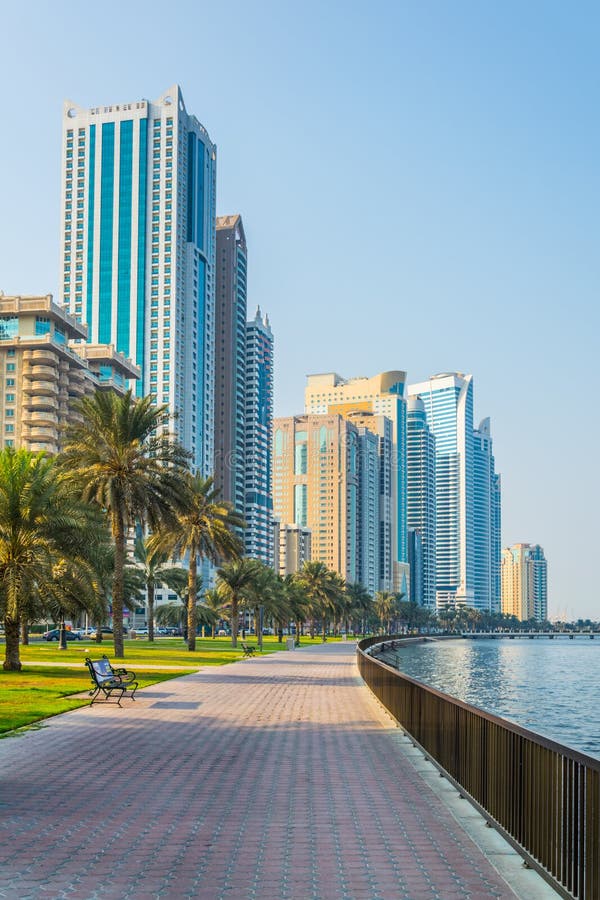 View of a Promenade Alongside the Khalid Lagoon in Sharjah, UAE...IMAGE ...