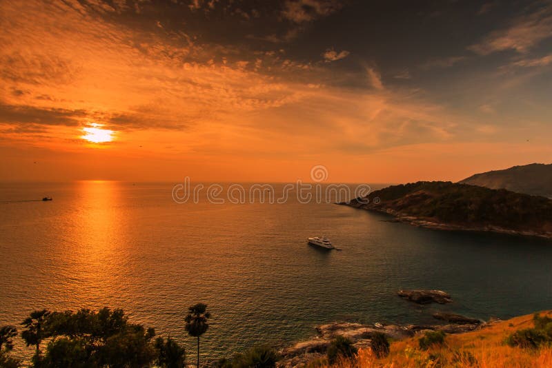 View of a Promthep Cape in the Sunset, Thailand Stock Image - Image of ...