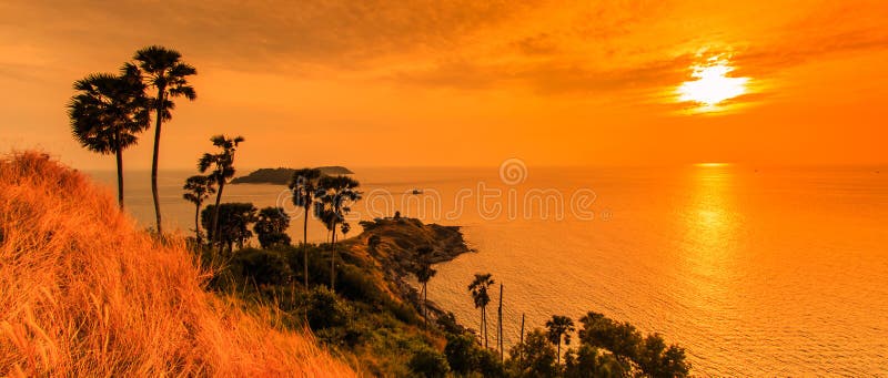 View of a Promthep Cape in the Sunset, Thailand Stock Photo - Image of ...