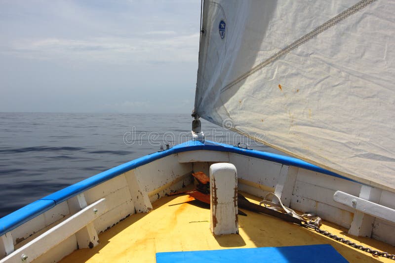 Traditional Caribbean Sloop, Sail and Prow View of Caribbean Ocean ...