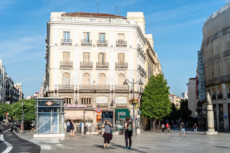 View of Puerta Del Sol Square in Historic Centre of Madrid Editorial ...