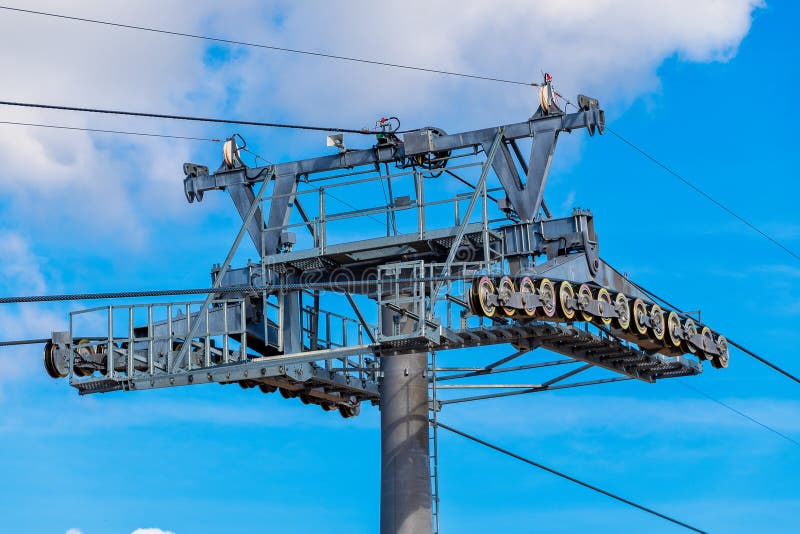 Pulley System of a Cable Car Tower Stock Photo - Image of mountain ...