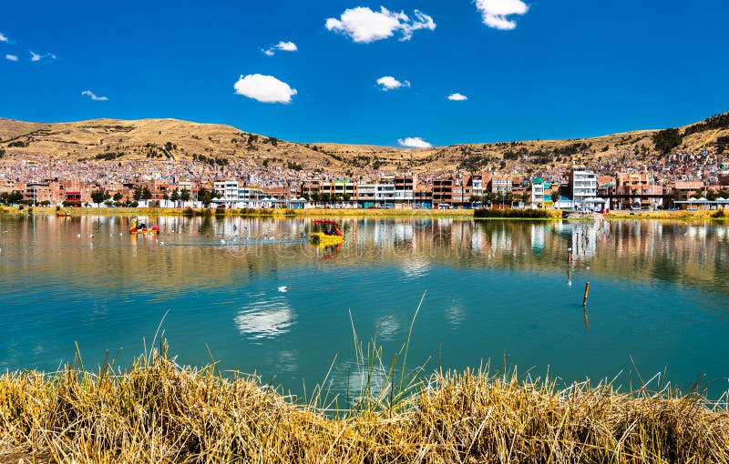View of Puno from Lake Titicaca in Peru Stock Photo - Image of south ...