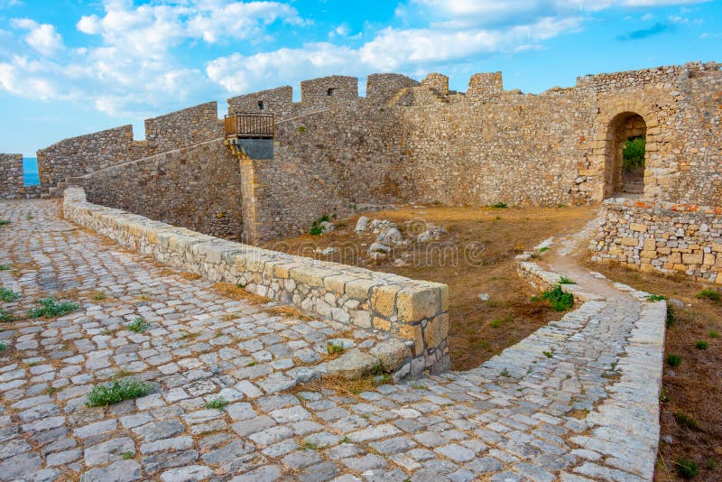 View of Pylos Castle in Greece Stock Photo - Image of coastline, wall ...