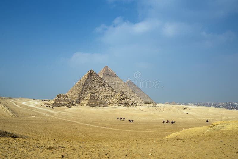 Giza pyramid complex stock image. Image of plain, tourism - 249966913