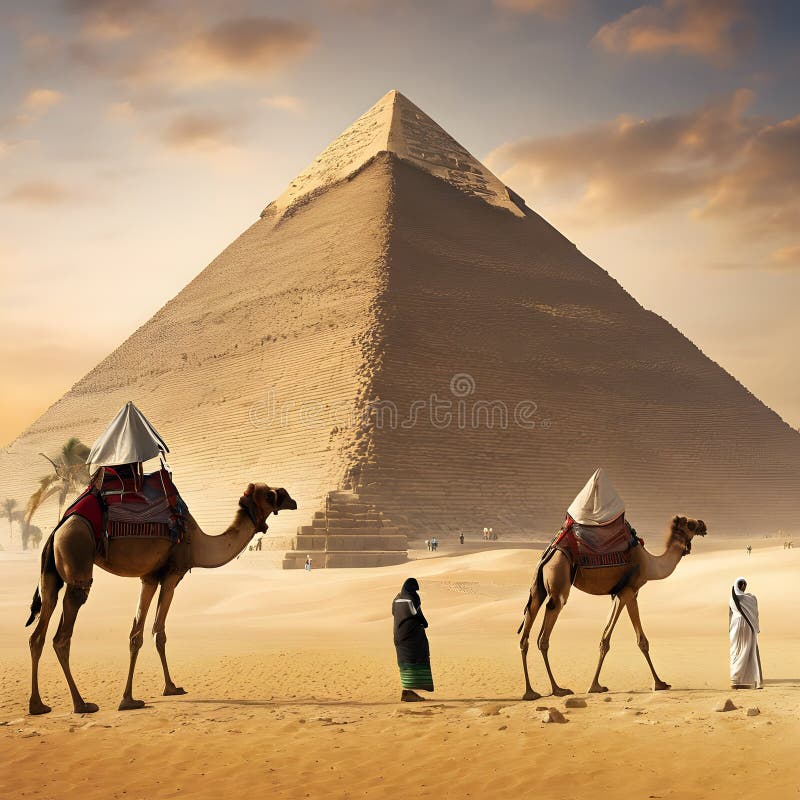 A View of the Pyramids of Giza in Egypt Stock Illustration ...