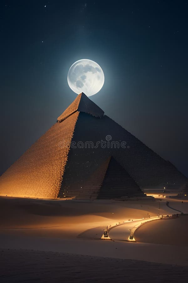 View of the Pyramids of Giza in the Egyptian Desert Stock Illustration ...