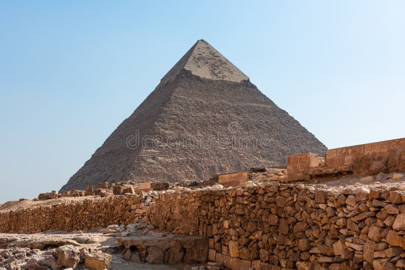 View of the Pyramids in the Giza Valley on a Bright Sunny Day Stock ...