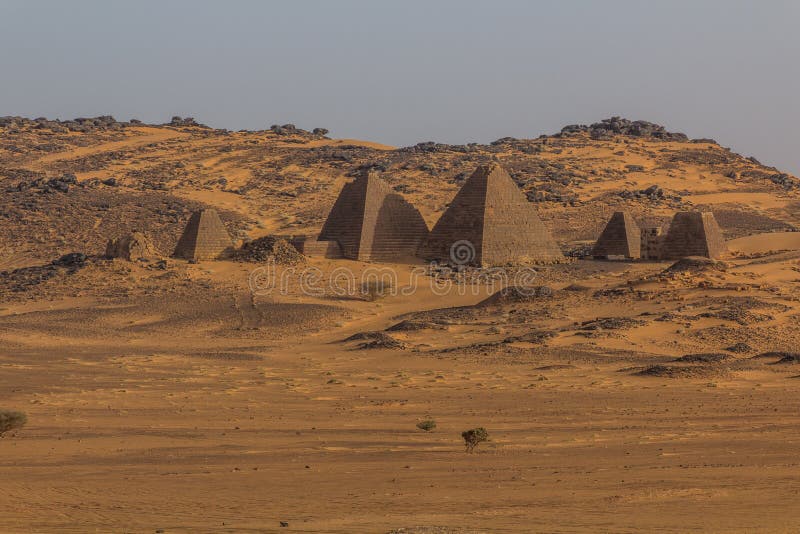 View of the Pyramids of Meroe, Sud Stock Image - Image of stone, meroe ...