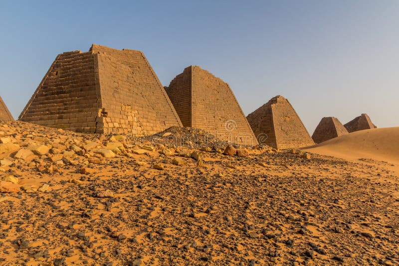 View of the Pyramids of Meroe, Sud Stock Photo - Image of sudanese ...