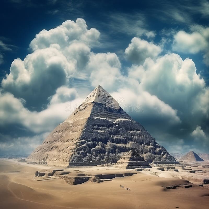 View of Pyramids with Sphinx and Beautiful Sky Generative AI Stock ...
