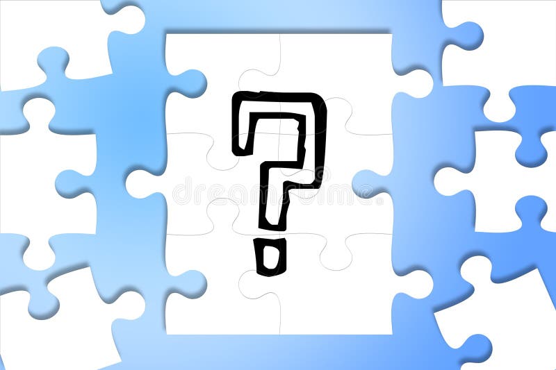View of Question Mark on White Puzzle on Blue Background Stock ...