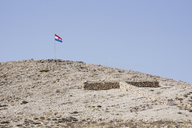 View on Rab with Cross and Flag Stock Photo - Image of cross, flag ...