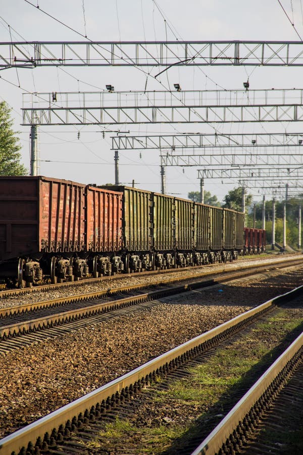 View on Railroad Track and Cargo Train Stock Image - Image of itinerary ...