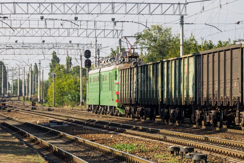 View on Railroad Track and Cargo Train Stock Image - Image of iron ...